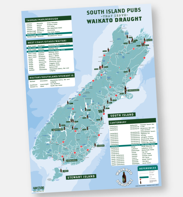 Waikato Draught South Island Map • 4am Studio Store